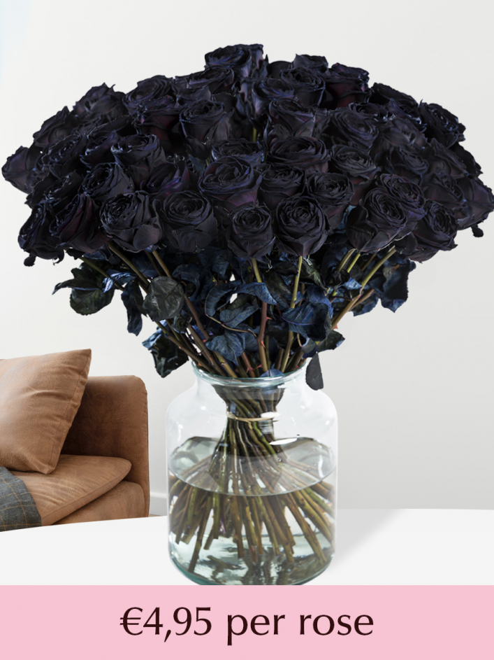 50 till 99 black roses | Order online fresh black roses | Surprose