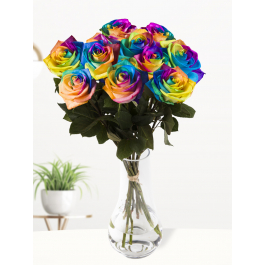 10 rainbow roses order | Fresh rainbow roses | Order roses