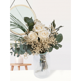 White long life bouquet | 30 cm | biodegradable roses | Surprose